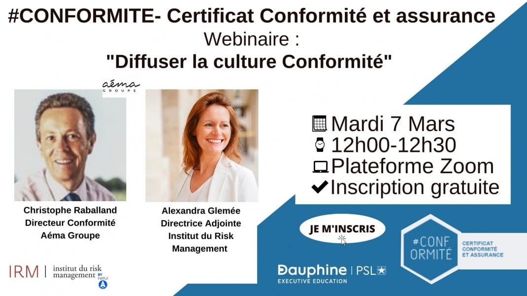 Webinaire "Diffuser la culture Conformité" du 7 mars 2023 à 12h00 ...